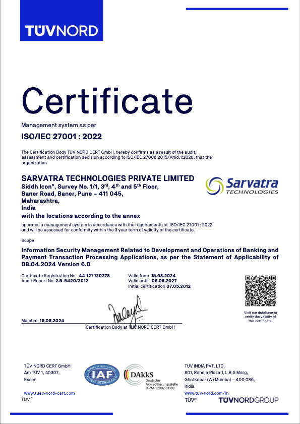 Sarvatra_ISO27001-2022 – Sarvatra Technologies